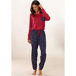 VIVANCE DREAMS BY LASCANA Pyjama mehrfarbig Gr. 48/50 f&uuml;r Damen. Rundhals und Allover-Druck. Bequem. Nachhaltig.