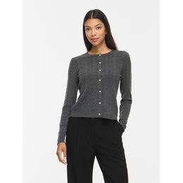 Vila Damen Strickjacke "VIKERRY CABLE L/S KNIT CARDIGAN-NOOS", grau, Gr. M, unifarben, Strick, Obermaterial: 53% Polyester, 30% Viskose, 17%