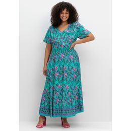 sheego by Joe Browns sheego Gro&szlig;e Gr&ouml;&szlig;en Maxikleid, aqua-gemustert, Gr&ouml;&szlig;e 44 - Damen