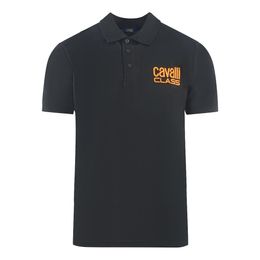 Cavalli Class Bold Brand Logo Schwarzes Poloshirt