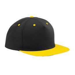 Beechfield - Snapback M&uuml;tze 5 Segmente f&uuml;r Herren/Damen Unisex (Schwarz/Gelb)