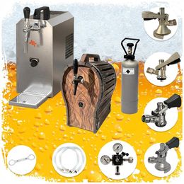 ich-zapfe Komplett Set - Zapfanlage JET 30 Bierkoffer, Bierzapfanlage, Durchlaufk&uuml;hler 1-leitig Trockenk&uuml;hler, bis zu 35 Liter/h mit Holzfass