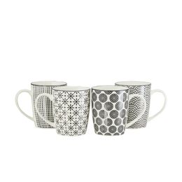 KHG Kaffeebecher 4er Set Vario schwarz Porzellan Ma&szlig;e (cm): B: 10 H: 11,8 &raquo; M&ouml;bel Kraft