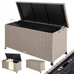 Casaria Polyrattan Auflagenbox Creme 117x53x60cm Rollen