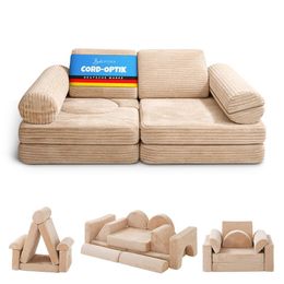 Bestlivings Kindersofa, Beige, Textil, 3-Sitzer, F&uuml;llung: Schaumstoff, einzeln stellbar, 72x50x144 cm, Oeko-Tex&reg; Standard 100, Kinder- & Jugendzimmer, Kinderm&ouml;bel, Kindersitzm&ouml;bel & -tische, Kindersessel & -sofas