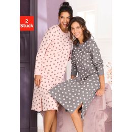 Damen Nachthemd, VIVANCE DREAMS BY LASCANA, Gr. 36taupe, rosa, Single Jersey, Obermaterial: 100% Baumwolle, gemustert, Basic, Kleider, mit s&uuml;&szlig;em