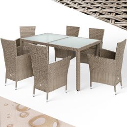 Casaria Polyrattan Garten-Sitzgruppe 7-tlg Creme/Creme
