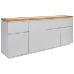Novel Sideboard, Eiche, Kaschmir, Holz, Holzwerkstoff, Eiche, vollmassiv, 4 F&auml;cher, 3 Schublade(n) Schubladen, 195x82x42 cm, Bsci, Holzm&ouml;bel, Kleinm&ouml;bel Holz, Holzkommoden, Sideboards Holz