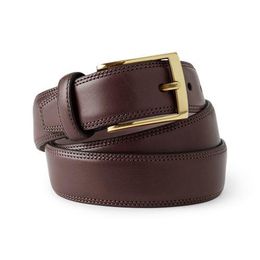 LANDS' END Klassischer G&uuml;rtel aus Handschuh-Leder, Herren,  Braun, Leder/Messing, by Lands' End