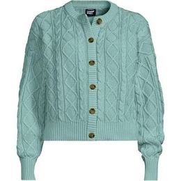 LANDS' END Zopfmuster-Cardigan DRIFTER, Damen,  Gr&uuml;n, Baumwolle, by Lands' End
