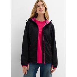 bonprix Leichte Softshelljacke, schwarz, Gr.52, Leichte Softshelljacke mit 2-Wege-Rei&szlig;verschluss, Daumenl&ouml;chern und Rei&szlig;verschlusstaschen, gerade geschnitten, aus Softshell