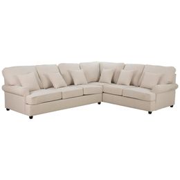 P & B Ecksofa, Beige, Holz, Pappel, Sperrholz, 5-Sitzer, L-Form, 300x245 cm, Wohnzimmer, Sofas & Couches, Wohnlandschaften, Ecksofas