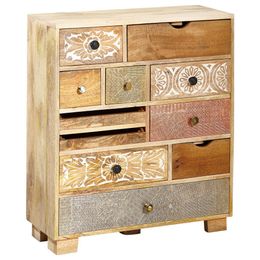 Landscape Kommode, Mehrfarbig, Natur, Holz, Mangoholz, massiv, 11 Schublade(n) Schubladen, 75x85x30 cm, Holzm&ouml;bel, Kleinm&ouml;bel Holz, Holzkommoden