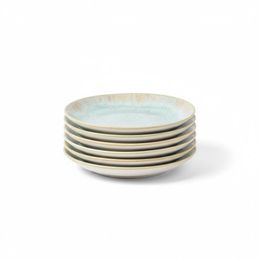 Costa Nova Brotteller Eivissa, Creme, Pastellblau, Keramik, 6-teilig, rund, Handmade in Europe, Essen & Trinken, Geschirr, Geschirr-Sets, Teller-Sets