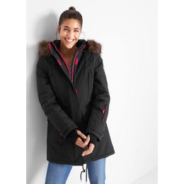 bonprix wasserdichter Funktions-Outdoorparka wattiert, schwarz, Gr.38, Sportliche Regenjacke mit Zwei-Wege-Rei&szlig;verschluss