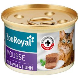 ZooRoyal Mousse mit Lamm & Huhn Katzen-Nassfutter ohne Getreide, Zucker, Farb- und Aromastoffe 12x85g