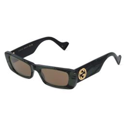 Gucci GG0516S | Unisex-Sonnenbrille | Fassung: Vollrand, Quadratisch, Acetat, Gr&uuml;n Marmoriert | Glasfarbe: Braun
