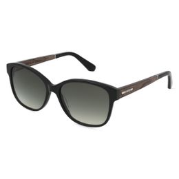 Woodfellas 10767 ROSENAU | Unisex-Sonnenbrille | Fassung: Vollrand, Butterfly, Kunststoff, Schwarz Braun | Glasfarbe: Gr&uuml;n