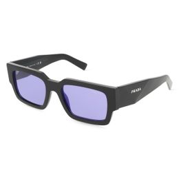 Prada 0PR B17S | Herren-Sonnenbrille | Fassung: Vollrand, Eckig, Acetat, Schwarz Violett | Glasfarbe: Violett