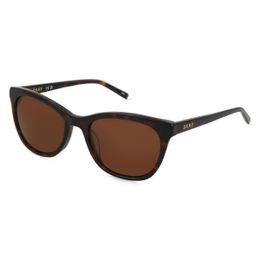 DKNY DK502S | Damen-Sonnenbrille | Fassung: Vollrand, Butterfly, Metall, Braun Gl&auml;nzend | Glasfarbe: Braun