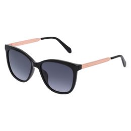 Fossil 3142/S | Damen-Sonnenbrille | Fassung: Vollrand, Quadratisch, Kunststoff, Schwarz Gold | Glasfarbe: Grau Verlaufend