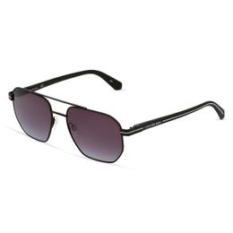Calvin Klein Jeans CKJ22204S | Herren-Sonnenbrille | Fassung: Vollrand, Quadratisch, Metall, Schwarz Matt | Glasfarbe: Grau Verlaufend