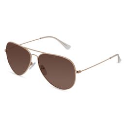 Fielmann BD 277 SUN CL | Unisex-Sonnenbrille | Fassung: Vollrand, Pilot, Edelstahl, Gold Gl&auml;nzend | Glasfarbe: Braun Verlaufend