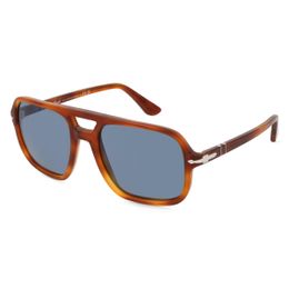 Persol 0PO3328S | Herren-Sonnenbrille | Fassung: Vollrand, Pilot, Acetat, Havanna Dunkel | Glasfarbe: Blau