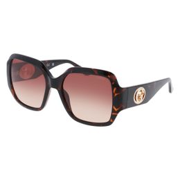Guess Guess GU00283 | Unisex-Sonnenbrille | Fassung: Vollrand, Quadratisch, Kunststoff, Havanna Dunkel | Glasfarbe: Braun Verlaufend