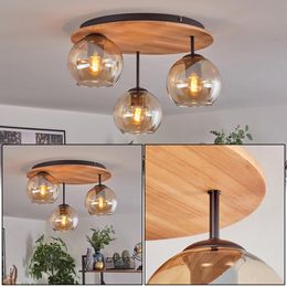 hofstein Koyoto Deckenleuchte Glas 15 cm Naturfarben, Schwarz, 3-flammig