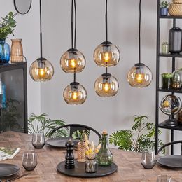 hofstein Koyoto H&auml;ngeleuchte Glas 15 cm Bernsteinfarben, 6-flammig