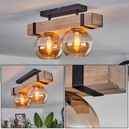 hofstein Montgomery Deckenleuchte Glas 15 cm Naturfarben, Schwarz, 2-flammig