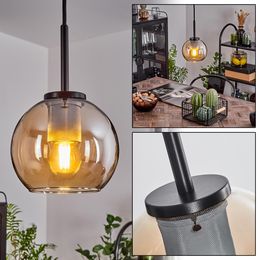 hofstein Koyoto H&auml;ngeleuchte Glas 15 cm Edelstahlfarben, Schwarz, 1-flammig