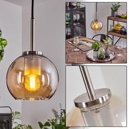 hofstein Koyoto H&auml;ngeleuchte Glas 15 cm Schwarz, Silber, 1-flammig