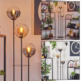 hofstein Gastor Stehleuchte Glas 15 cm Schwarz, 3-flammig
