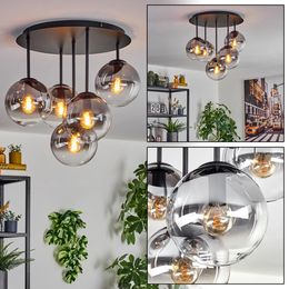 hofstein Gastor Deckenleuchte Glas 15 cm Klar, Rauchfarben, 5-flammig
