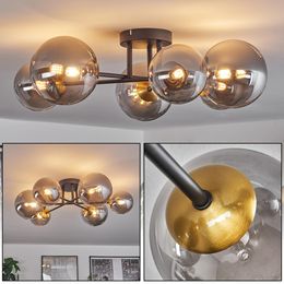 hofstein Chehalis Deckenleuchte Glas 12 cm, 15 cm Gold, Schwarz, 6-flammig