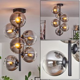 hofstein Gastor Deckenleuchte Glas 15 cm Klar, Rauchfarben, 6-flammig