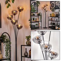 hofstein Gastor Stehleuchte Glas 15 cm Klar, Rauchfarben, 5-flammig
