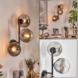 hofstein Gastor Wandleuchte Glas 15 cm Klar, Rauchfarben, 3-flammig