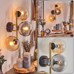 hofstein Gastor Wandleuchte Glas 15 cm Gold, Schwarz, 3-flammig