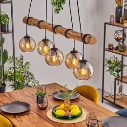 hofstein Koyoto Pendelleuchte Glas 15 cm Naturfarben, Schwarz, 5-flammig