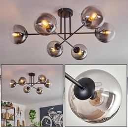 hofstein Gastor Deckenleuchte Glas 15 cm Klar, Rauchfarben, 6-flammig