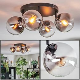 hofstein Gastor Deckenleuchte Glas 15 cm Klar, Rauchfarben, 4-flammig
