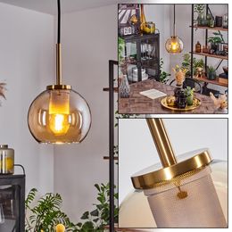 hofstein Koyoto H&auml;ngeleuchte Glas 15 cm Gold, Schwarz, 1-flammig
