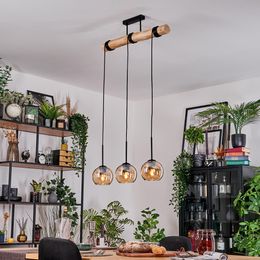 hofstein Koyoto H&auml;ngeleuchte Glas 15 cm Naturfarben, Schwarz, 3-flammig