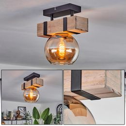 hofstein Montgomery Deckenleuchte Glas 15 cm Naturfarben, Schwarz, 1-flammig