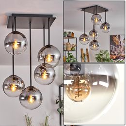 hofstein Gastor Deckenleuchte Glas 15 cm Klar, Rauchfarben, 5-flammig