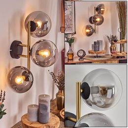 hofstein Gastor Wandleuchte Glas 15 cm Gold, Schwarz, 3-flammig