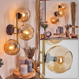 hofstein Koyoto Wandleuchte Glas 15 cm Gold, Schwarz, 3-flammig